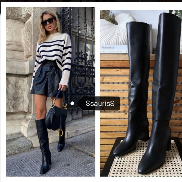 Zara | Shoes | Zara Heeled Leather Knee High Boots | Poshmark